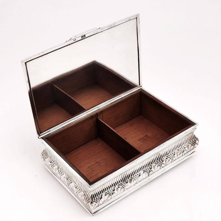 Antique Solid Silver Cigar Box / Cigarette Box 1902 Chased with Crest ...