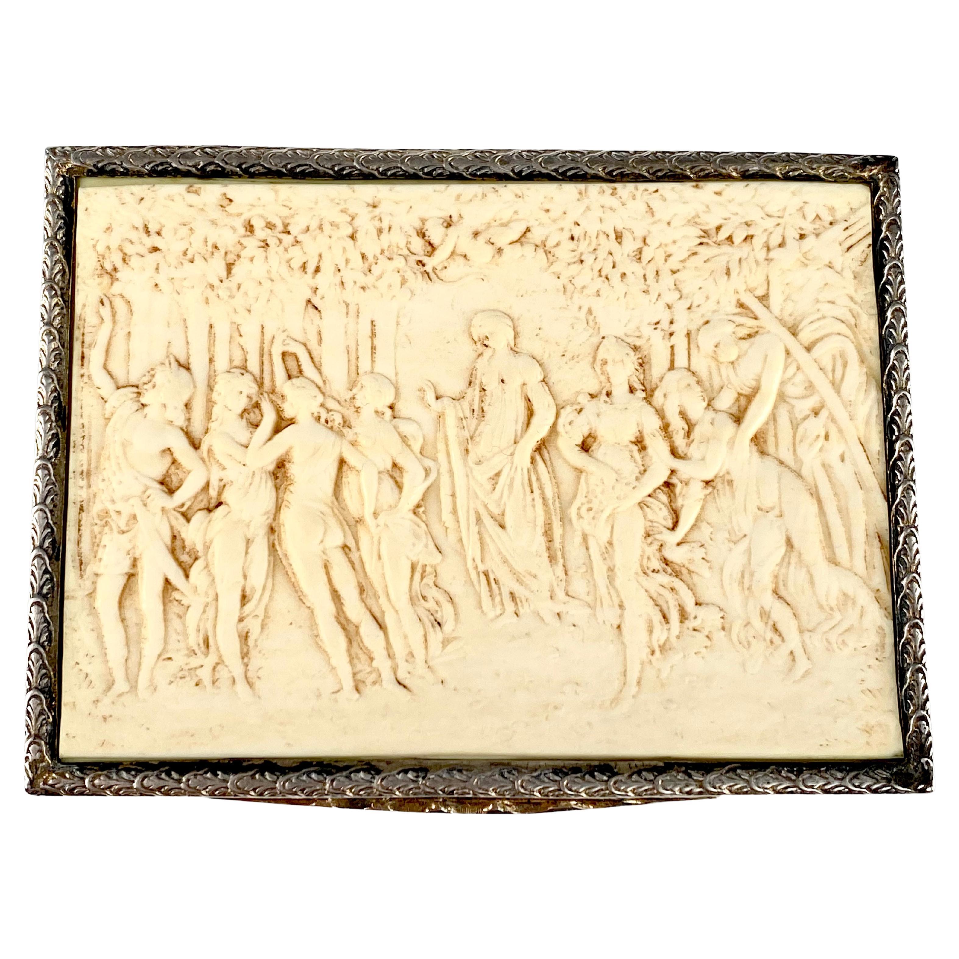 Antique Solid Silver Gilt Snuff Box Art Deco, Circa 1910, Italy at 1stDibs