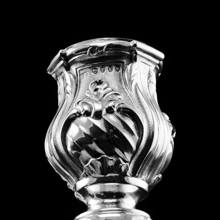 Antique Solid Silver Pair of Rococo Style Candlesticks, 1890 For Sale ...