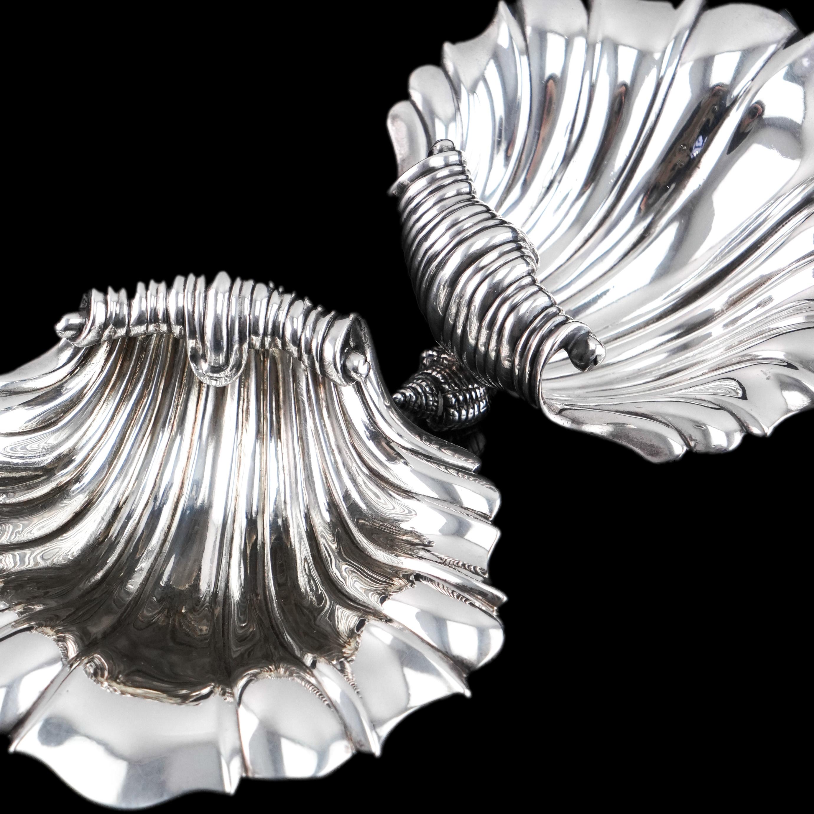 Antique Solid Silver Shell Salt/Butter Dishes in Marvellous Cast Form ...