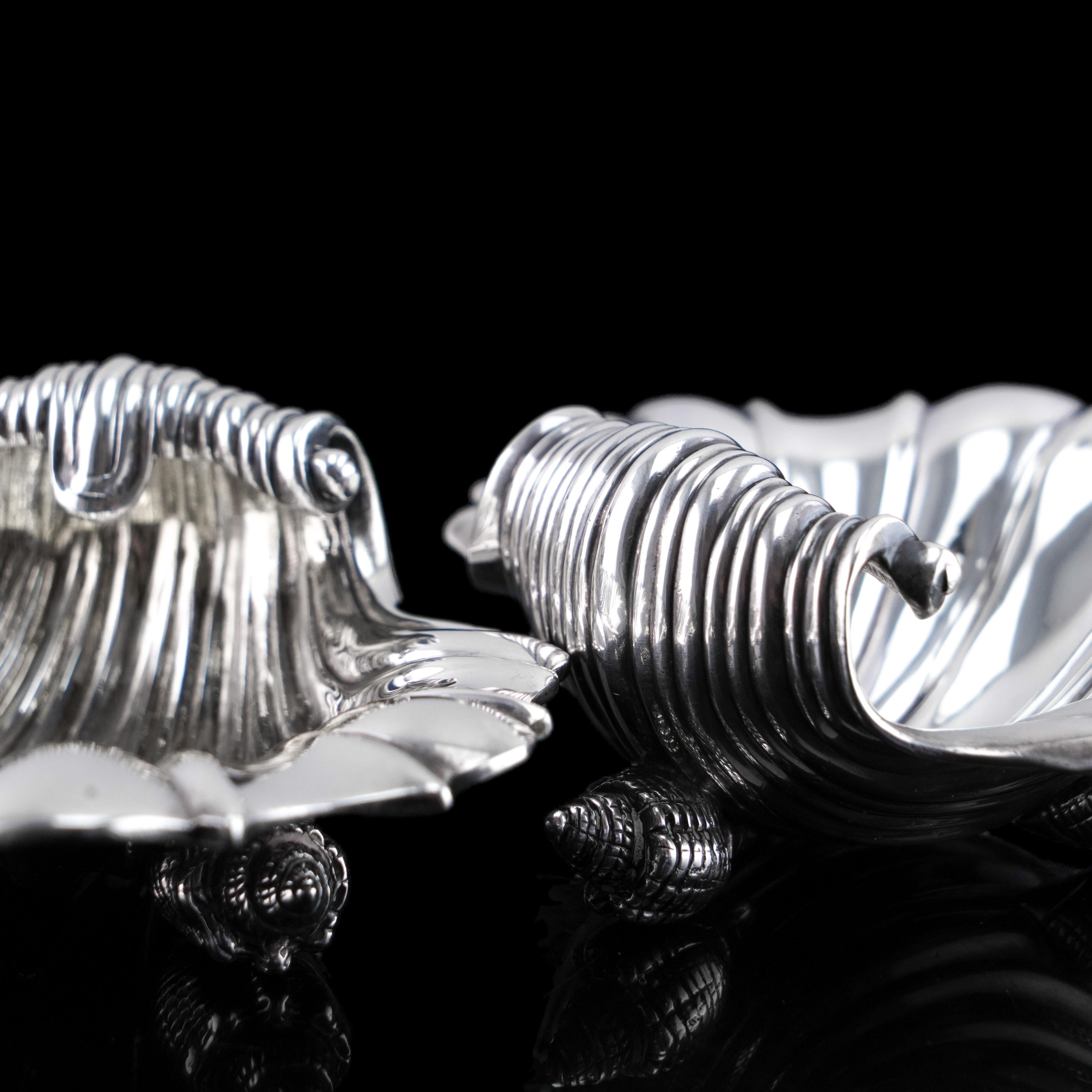 Antique Solid Silver Shell Salt/Butter Dishes in Marvellous Cast Form ...