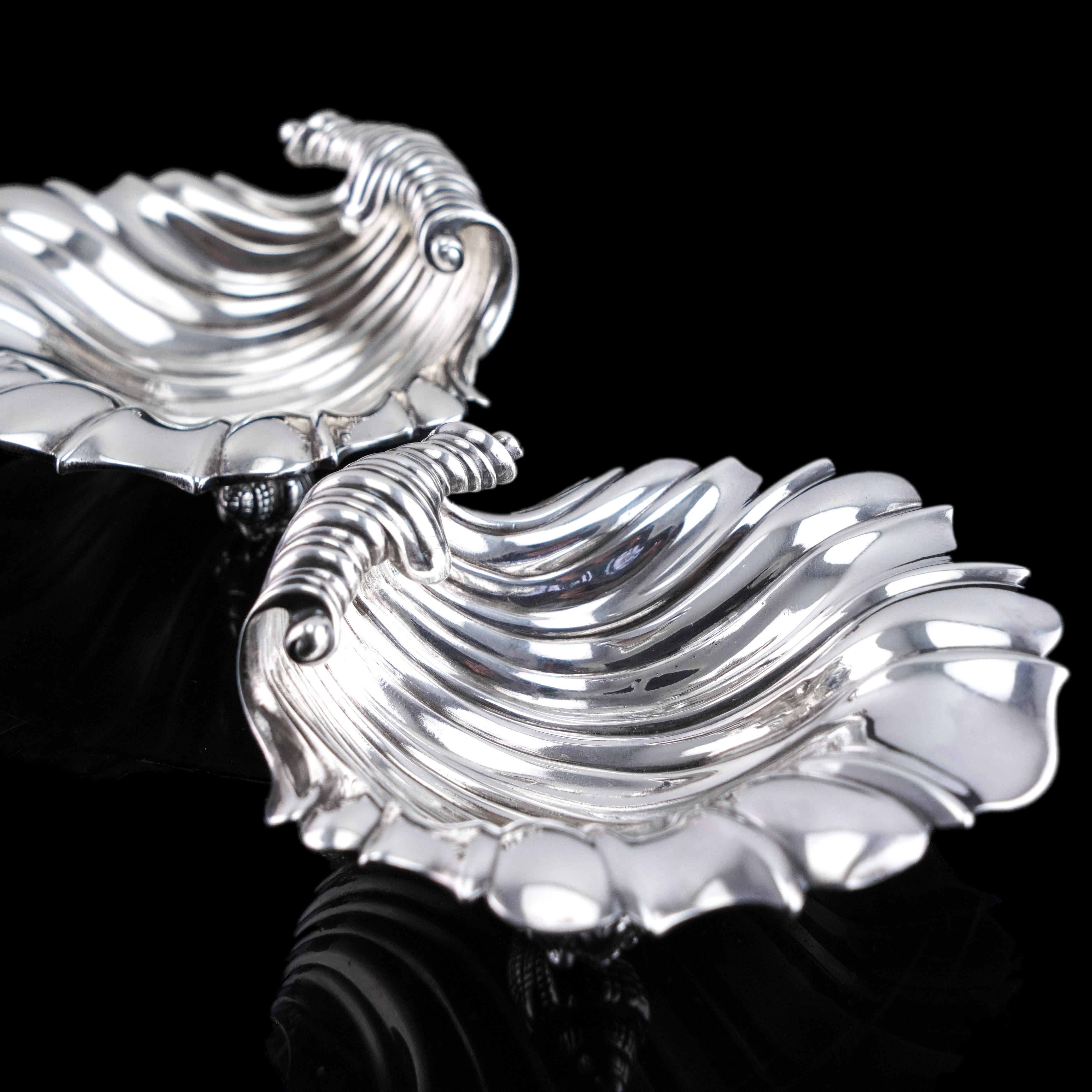 Antique Solid Silver Shell Salt/Butter Dishes in Marvellous Cast Form ...