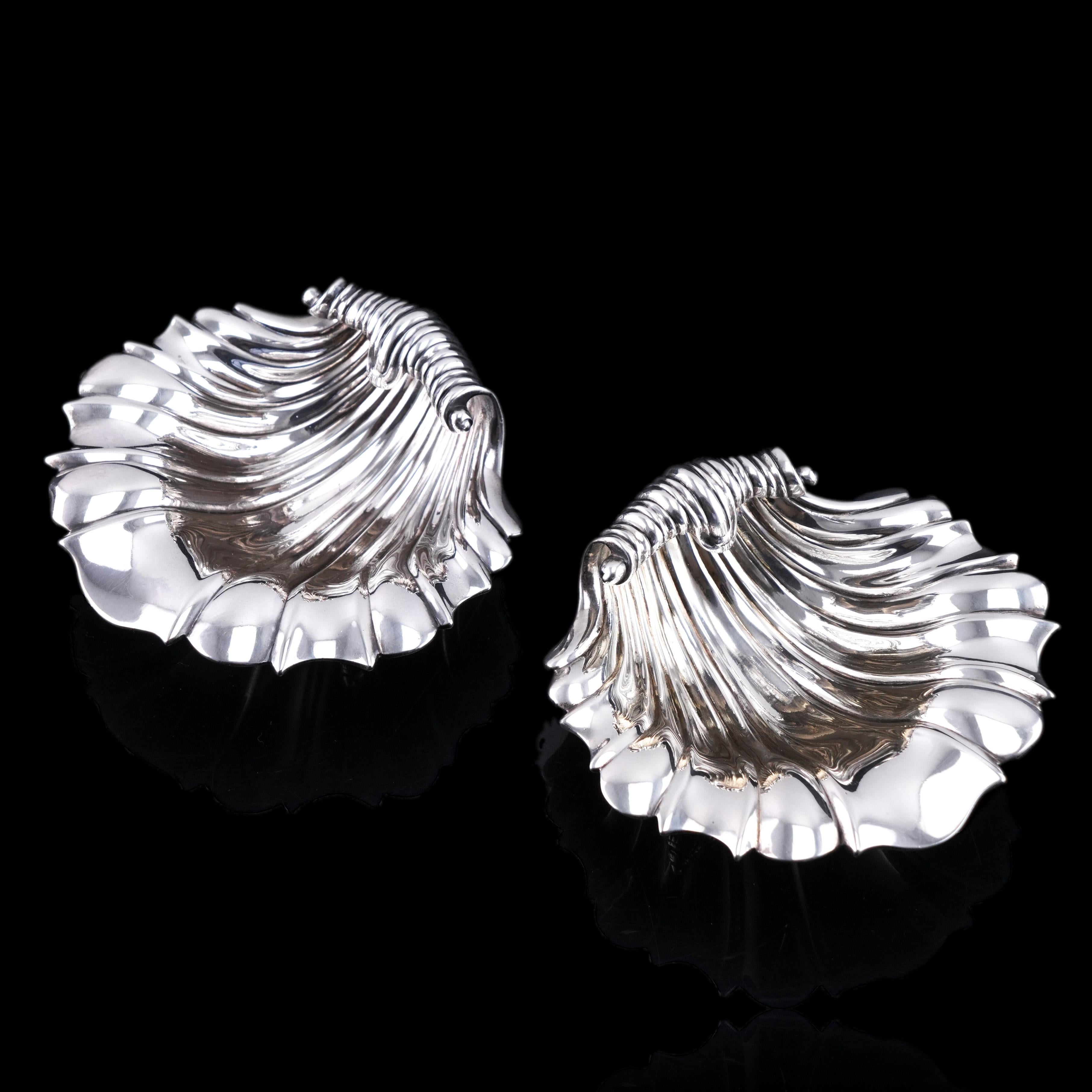 Antique Solid Silver Shell Salt/Butter Dishes in Marvellous Cast Form ...