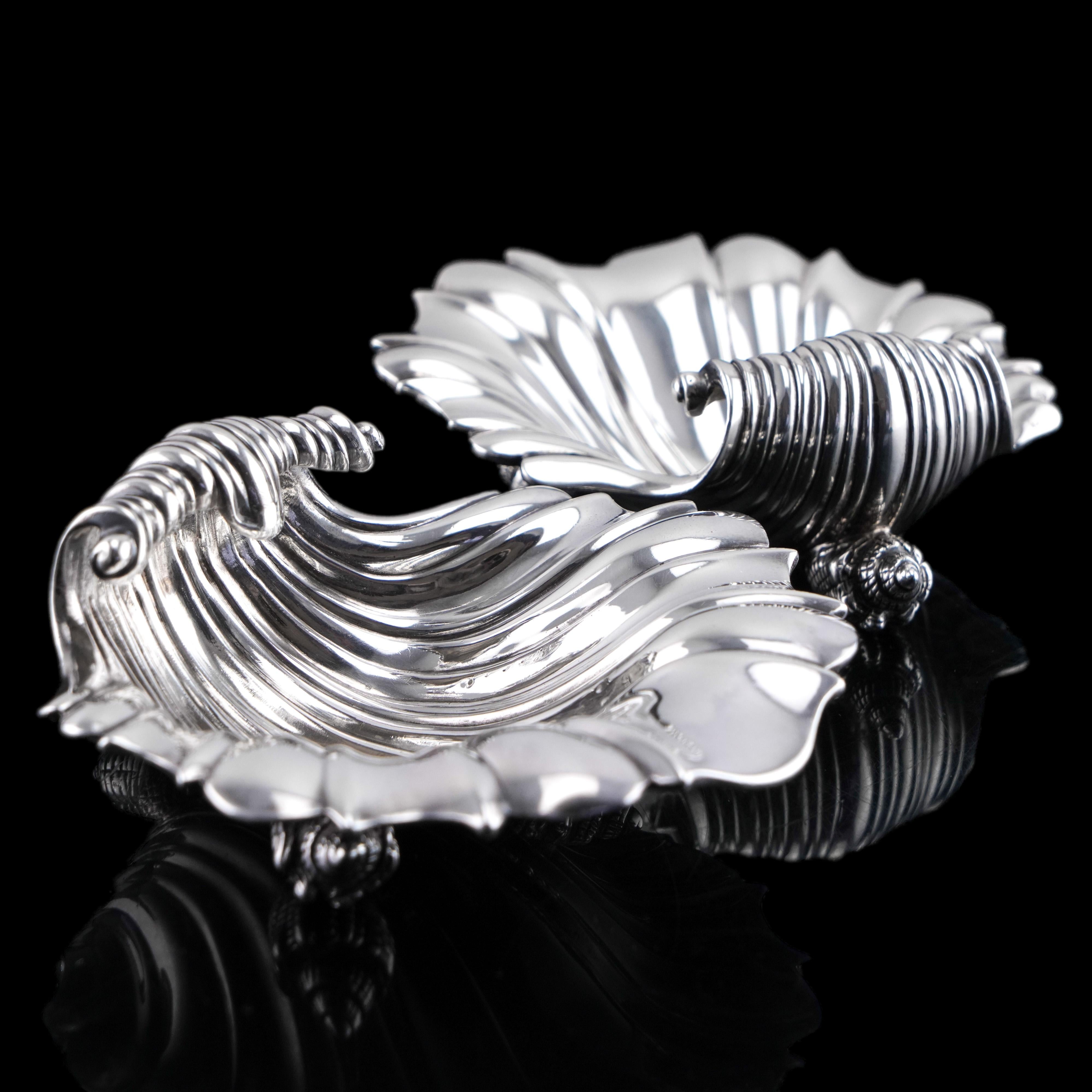 Antique Solid Silver Shell Salt/Butter Dishes in Marvellous Cast Form ...