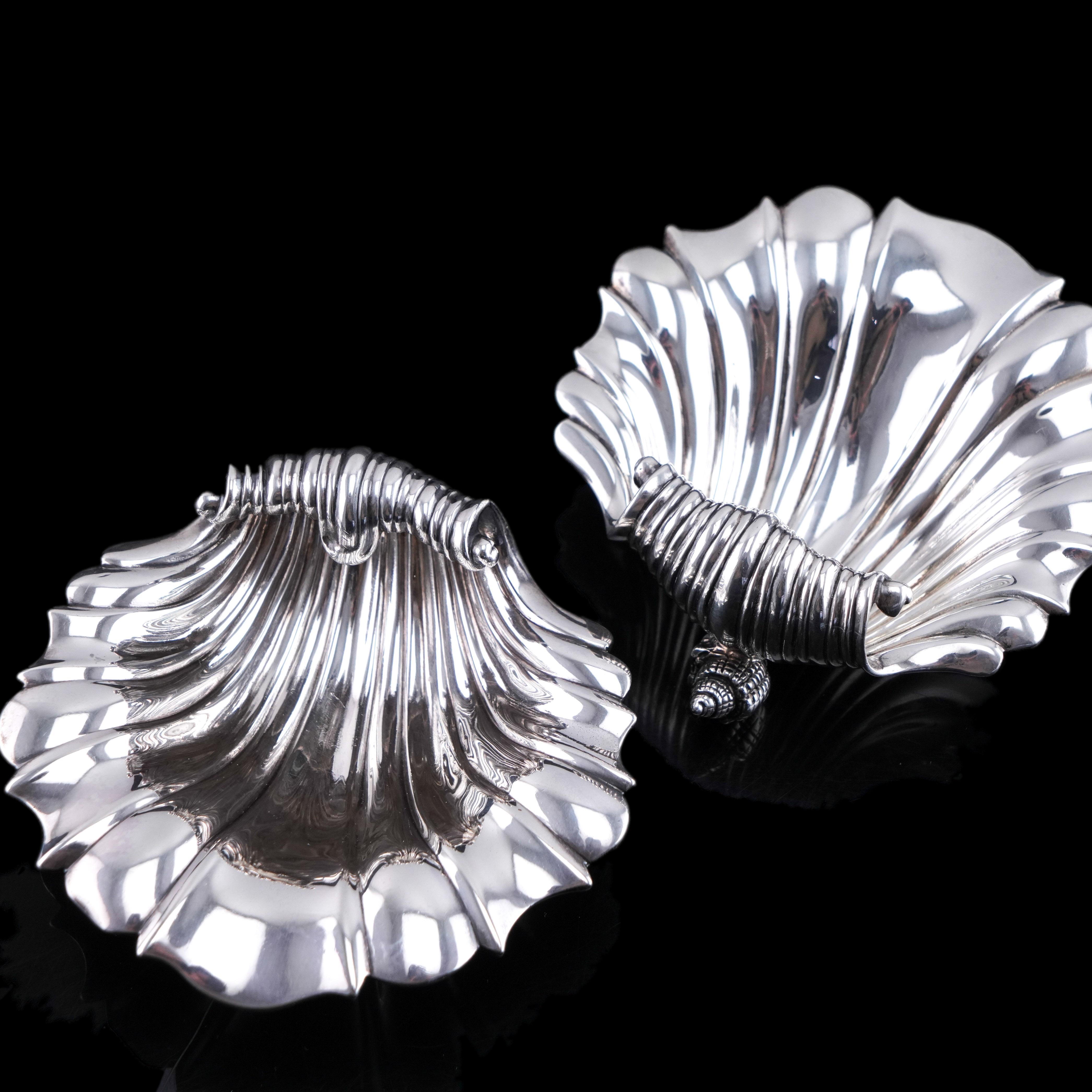 Antique Solid Silver Shell Salt/Butter Dishes in Marvellous Cast Form ...