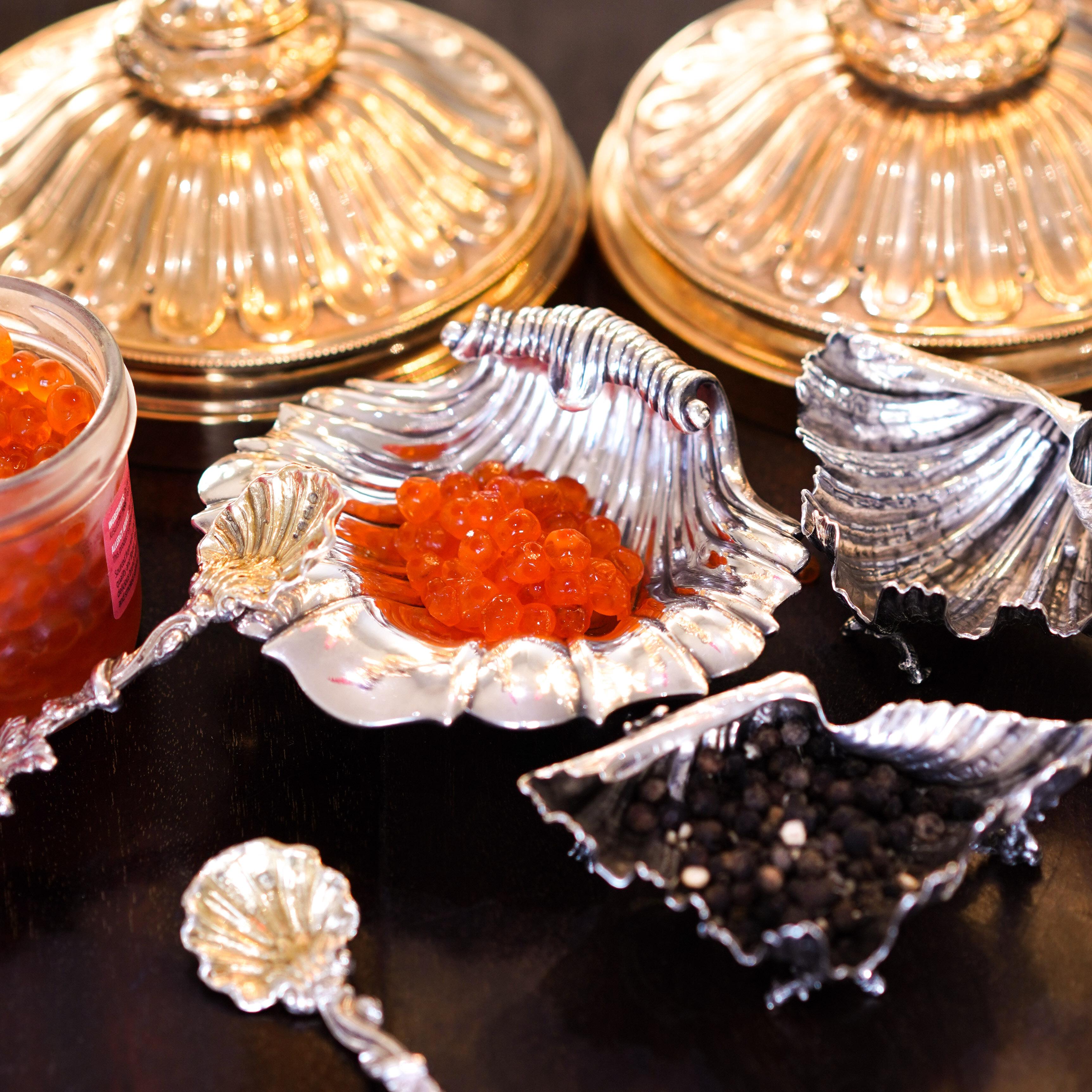Antique Solid Silver Shell Salt/Butter Dishes in Marvellous Cast Form ...