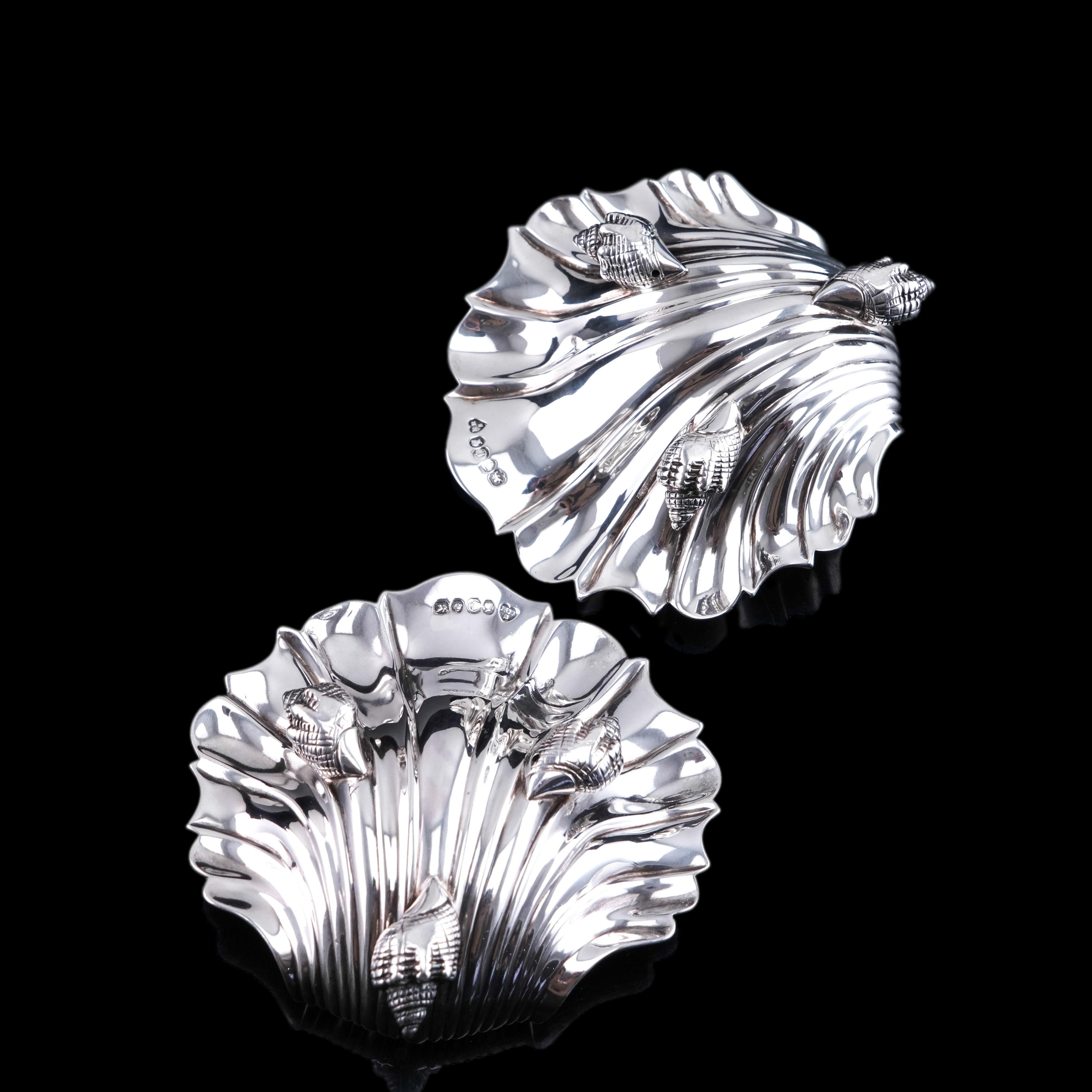 Antique Solid Silver Shell Salt/Butter Dishes in Marvellous Cast Form ...