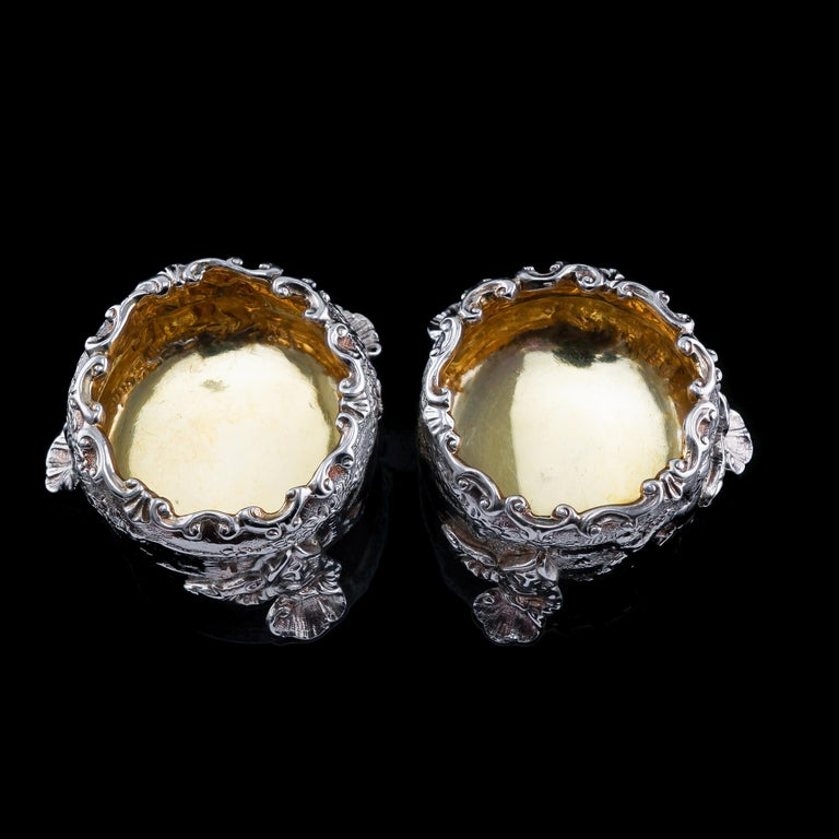 Antique Solid Silver Victorian Salt Cellars in Teniers Style, Houle ...