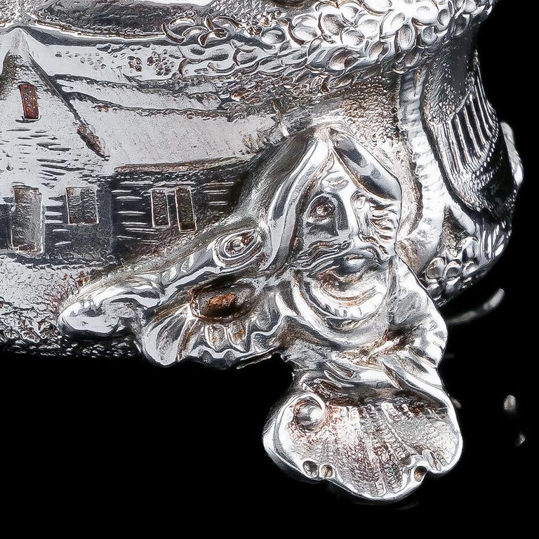 Antique Solid Silver Victorian Salt Cellars in Teniers Style, Houle ...