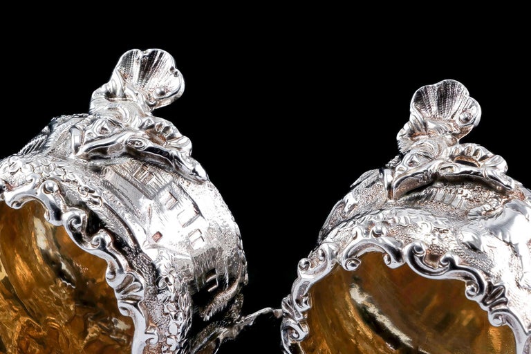 Antique Solid Silver Victorian Salt Cellars in Teniers Style, Houle ...