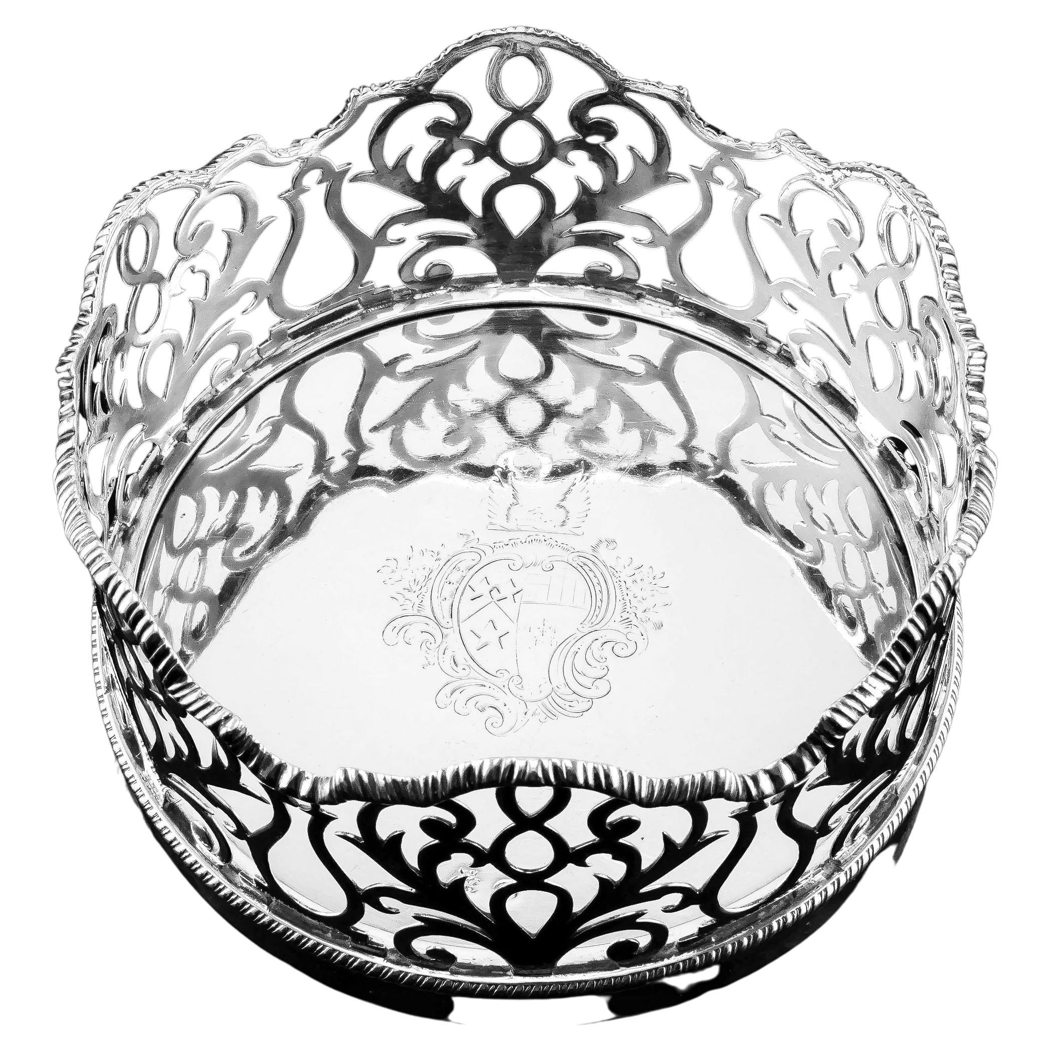 Hand-Worked Solid Silver Wine Coasters, Scrolling Lotus Motif ...