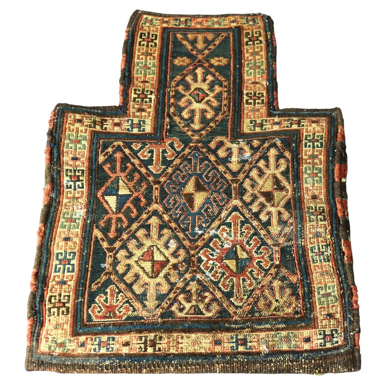Antique Soumak Oriental Wool Rug, Salt Bag, circa 1920 For Sale at 1stDibs