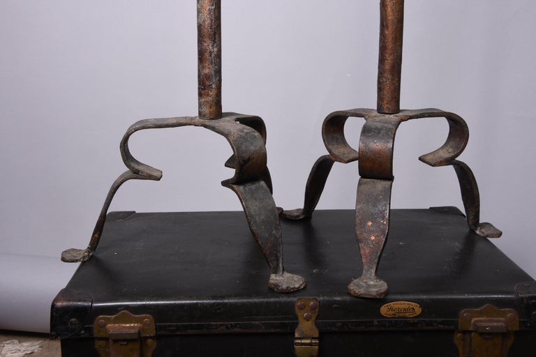 Antique Spaniard Gothic Revival Wrought Iron Pair of Candleholders ...