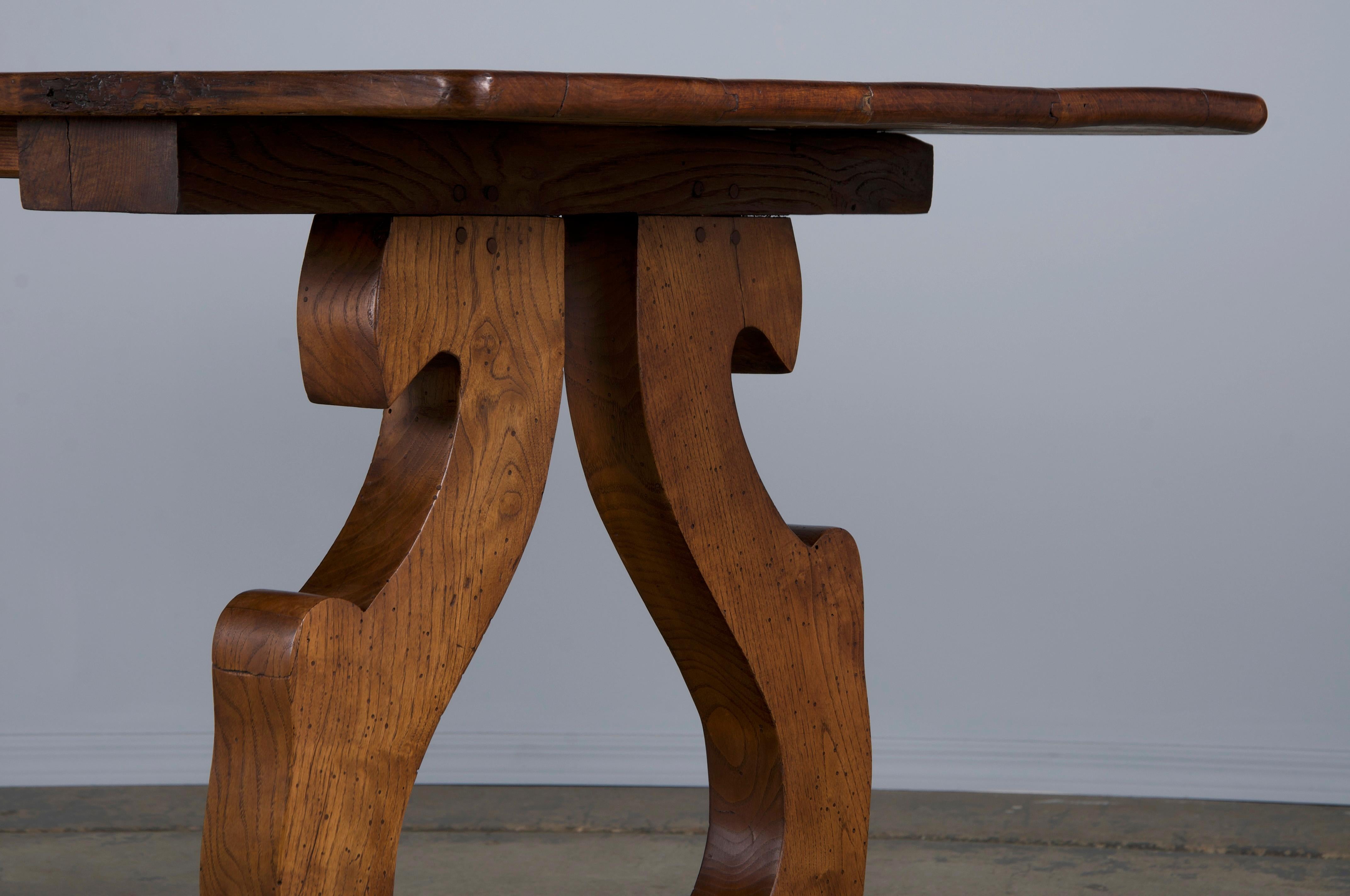 Antique Spanish Baroque Style Walnut Trestle Dining Table For Sale at ...