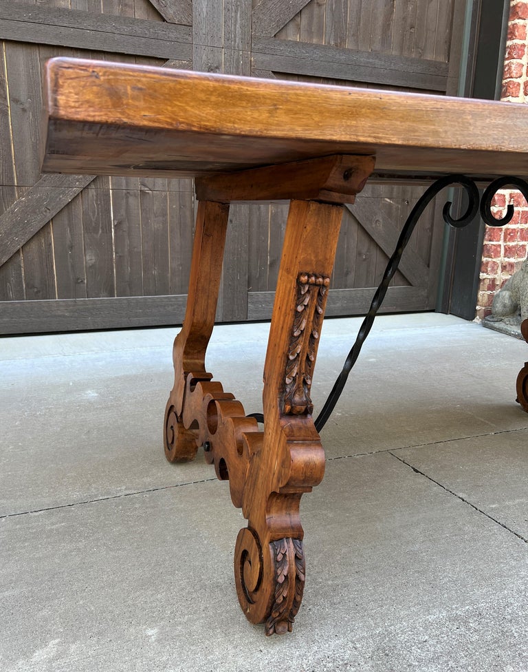 Antique Spanish Colonial Dining Table Walnut and Iron Catalan Style ...