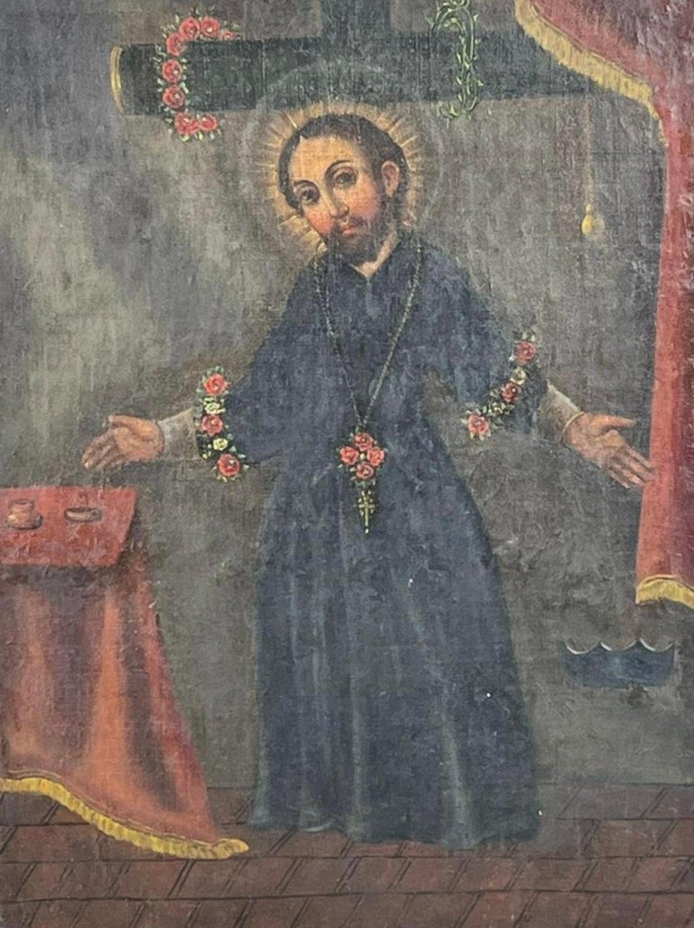 Antique Spanish Colonial Oil On Canvas Painting For Sale at 1stDibs