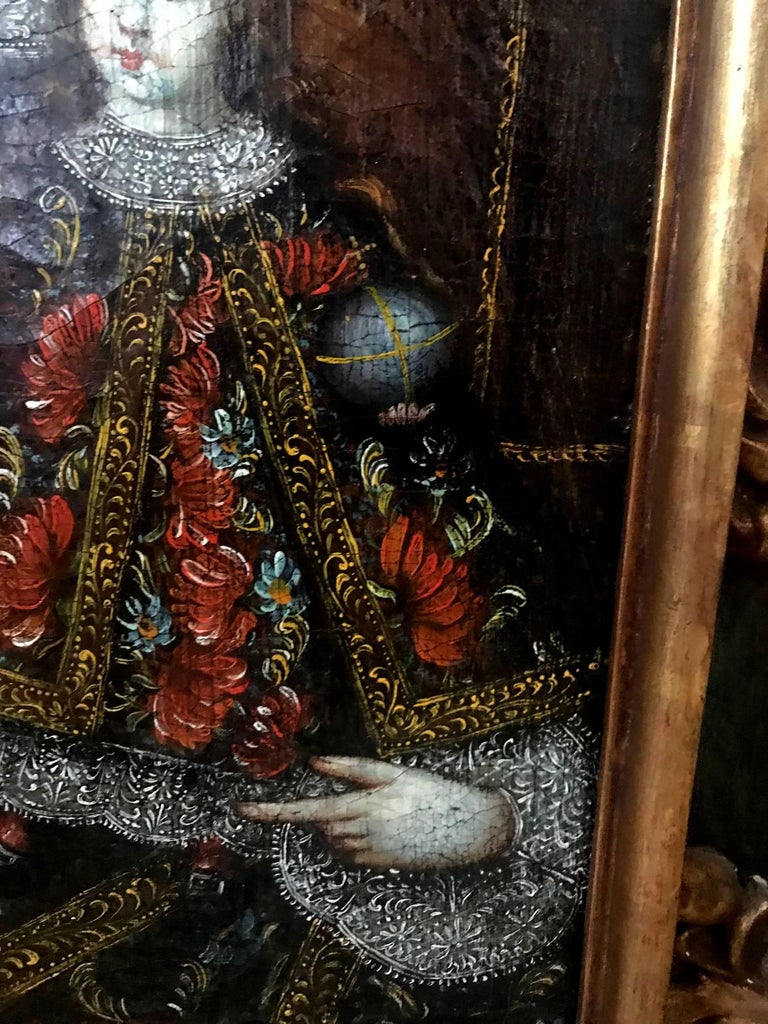 Antique Spanish Colonial Painting of The Virgin of Candelaria Cuzco ...