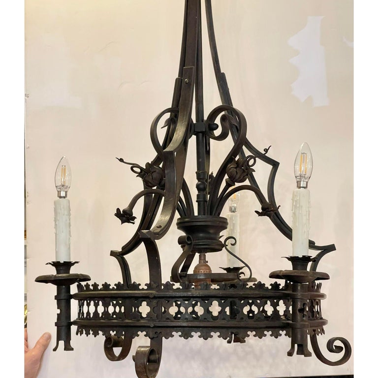 Antique Spanish Colonial Wrought Iron Chandelier For Sale at 1stDibs