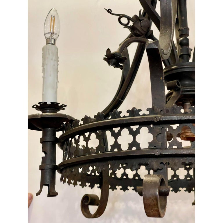 Antique Spanish Colonial Wrought Iron Chandelier For Sale at 1stDibs