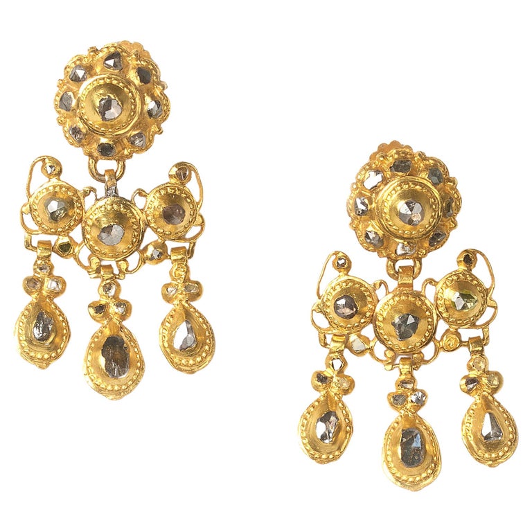 Antique Spanish Diamond and Gold Girandole Earrings, Circa 1780 For ...