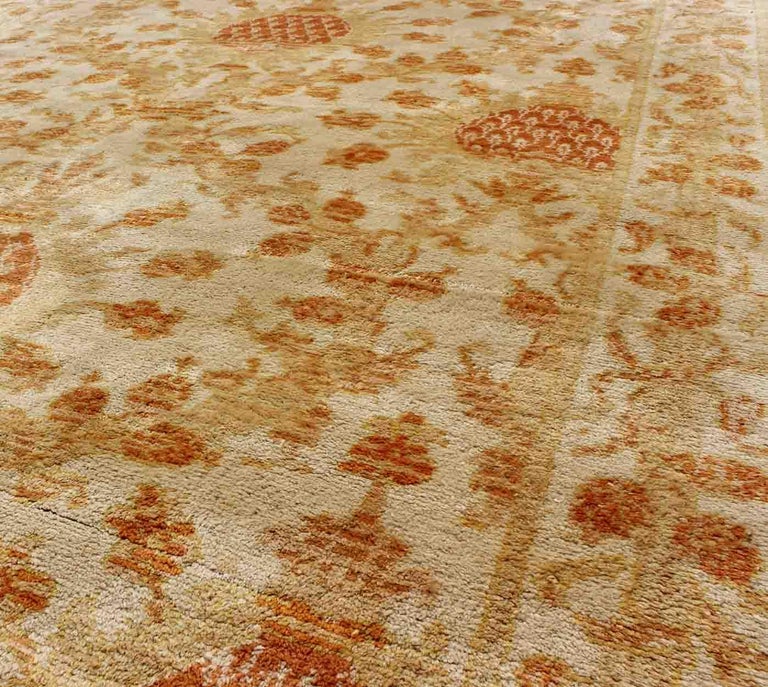 Antique Spanish European Carpet with Pineapple Design in Gold, Cream ...