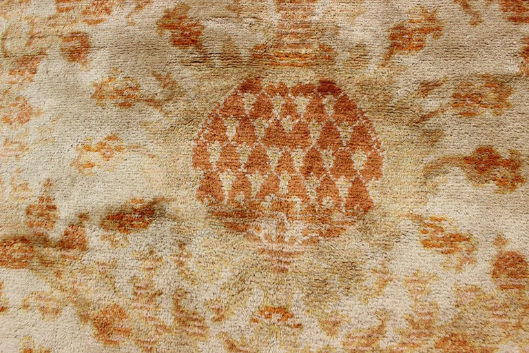 Antique Spanish European Carpet with Pineapple Design in Gold, Cream ...