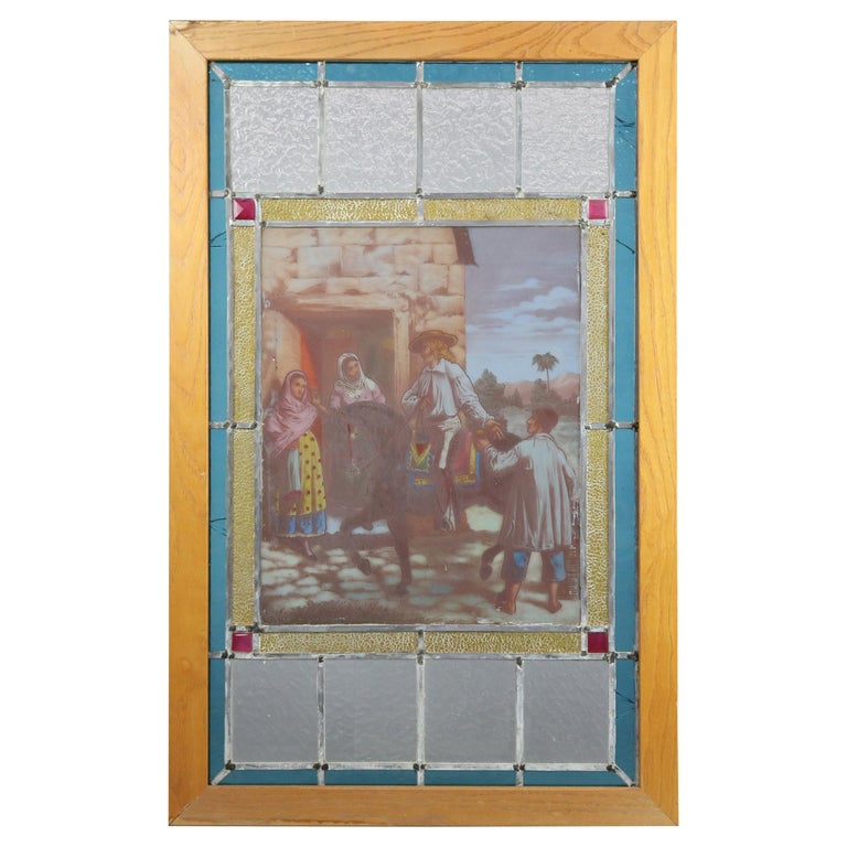 Antique Spanish Hand Painted Leaded Stained Glass Window, circa 1900 at ...
