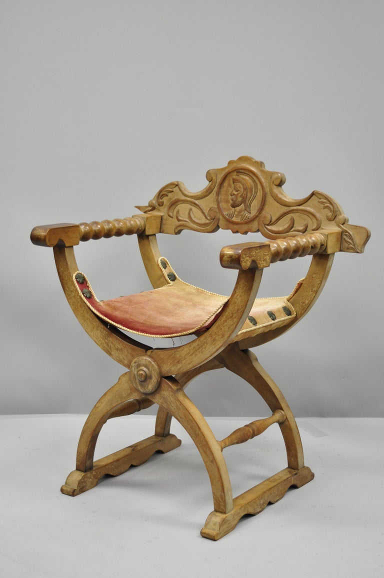 Antique Spanish Renaissance Curule Savonarola Throne Chair Armchair at ...