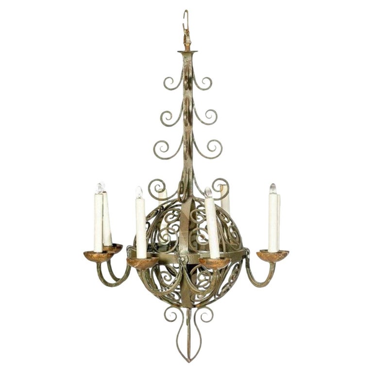 Antique Spanish Revival Wrought Iron Chandelier For Sale at 1stDibs