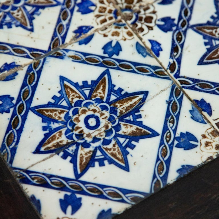 Antique Spanish Tile on Chinese Style Table For Sale at 1stDibs