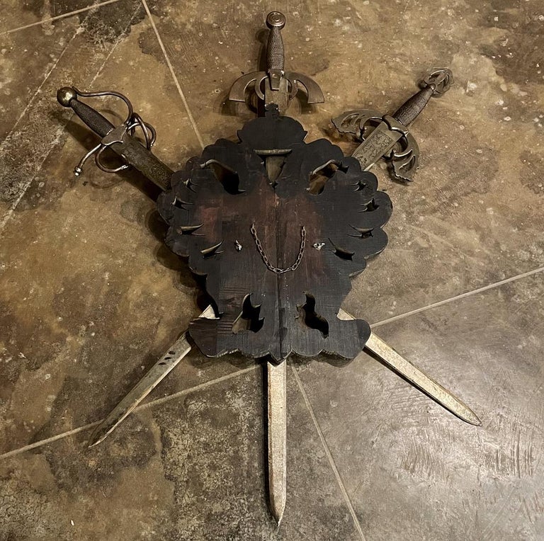 Antique Spanish Wall Crest with Crossed Sword Display at 1stDibs ...