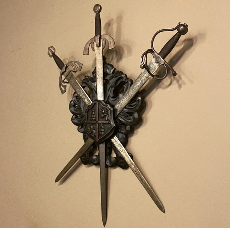 Antique Spanish Wall Crest with Crossed Sword Display at 1stDibs ...