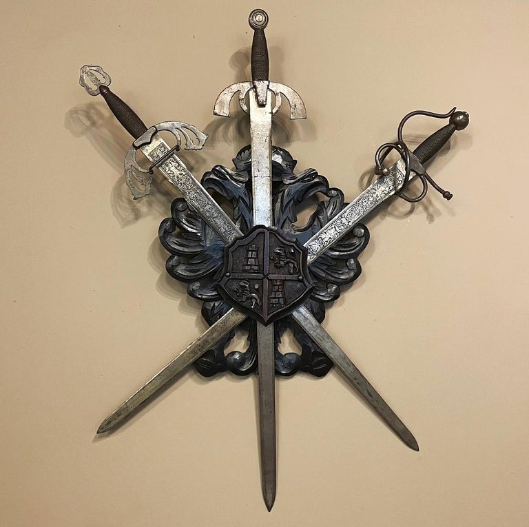 Antique Spanish Wall Crest with Crossed Sword Display at 1stDibs ...