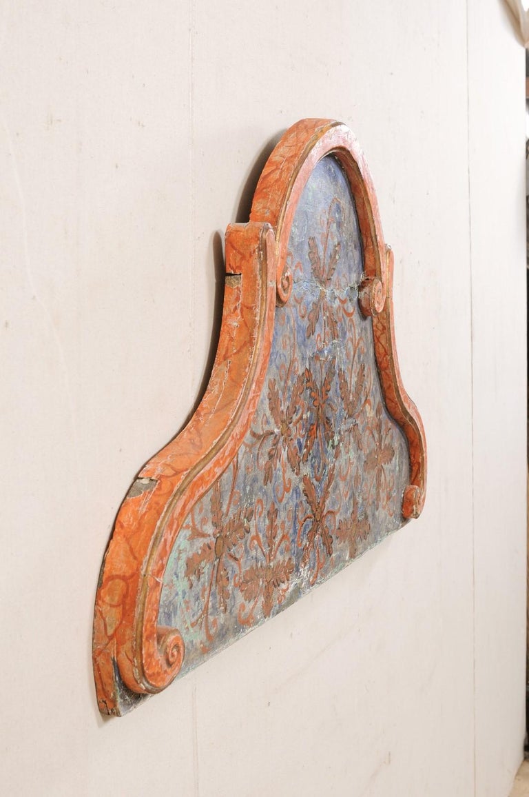 Antique Spanish Wall Pediment 'or Headboard' w/Original Floral-Painted ...
