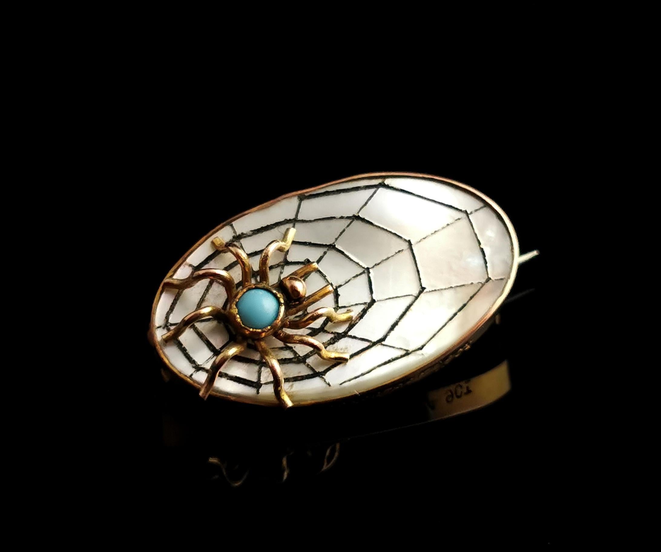 Antique Spider and Web Brooch, 9k Gold, Mother of Pearl at 1stDibs ...