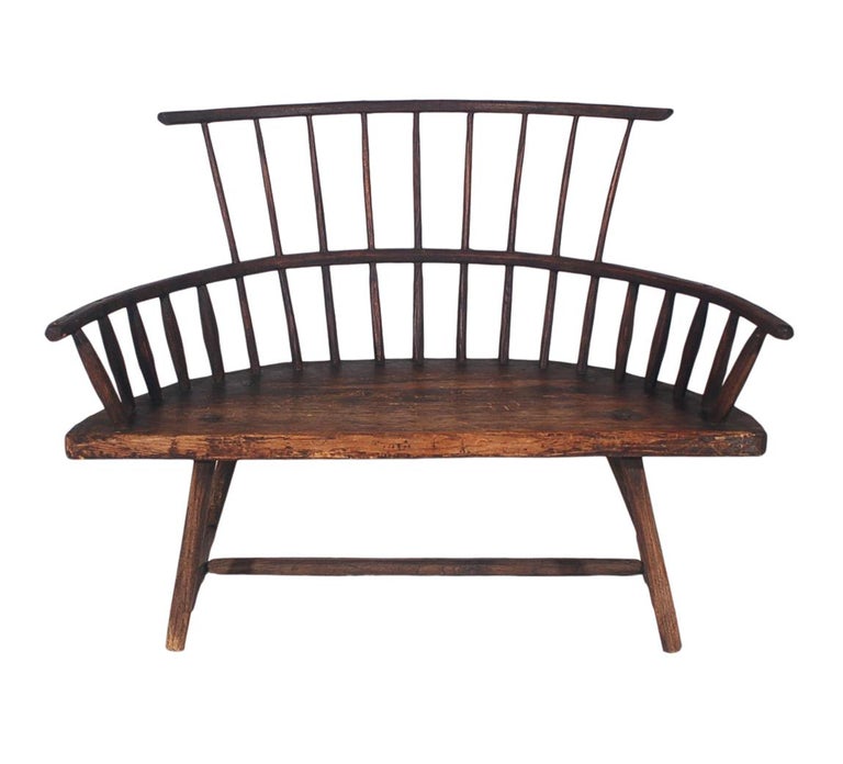 Antique Spindle Back Windsor Bench in Pine with a Modern Form at ...