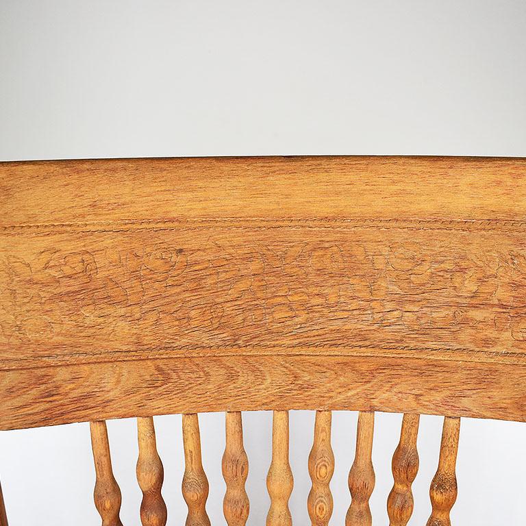 Antique Spindle Carved Wood Turned Leg Dining Chair with Stamped ...