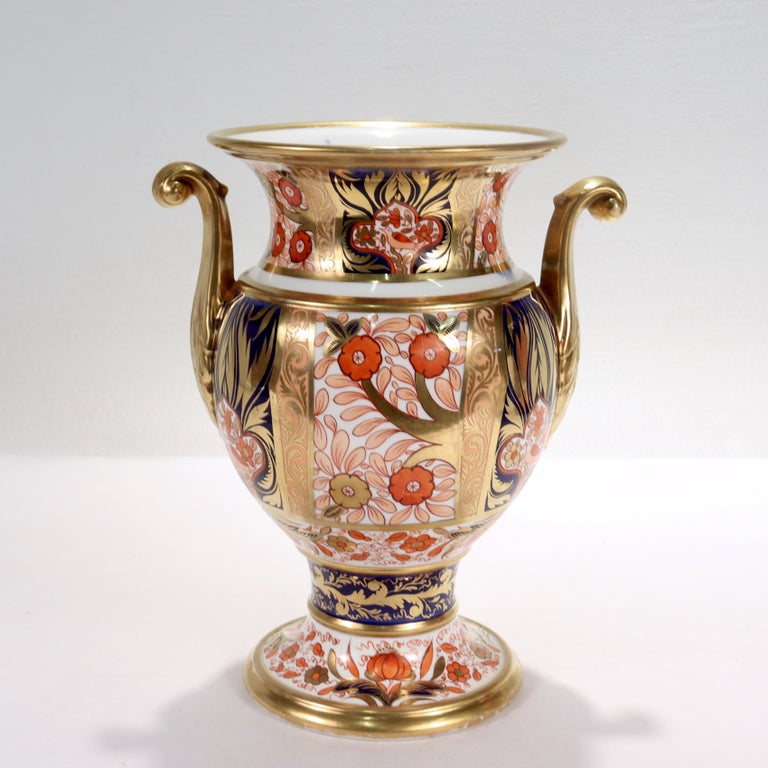 Antique Spode Imari Porcelain Twin Handled Vase Pattern No. 1409, 1820s ...