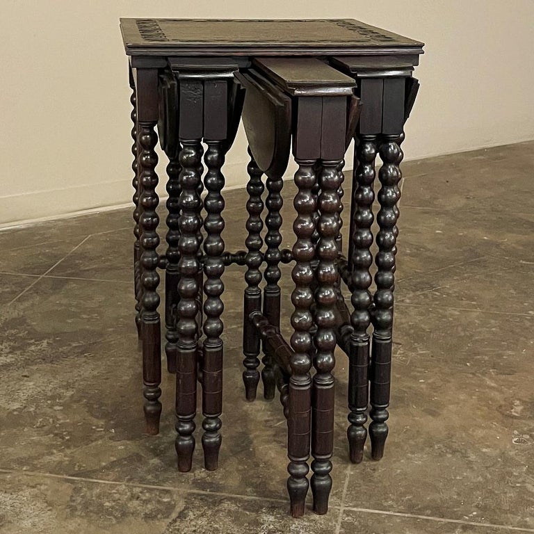 Antique Spool Leg Nesting Table Set For Sale At 1stdibs