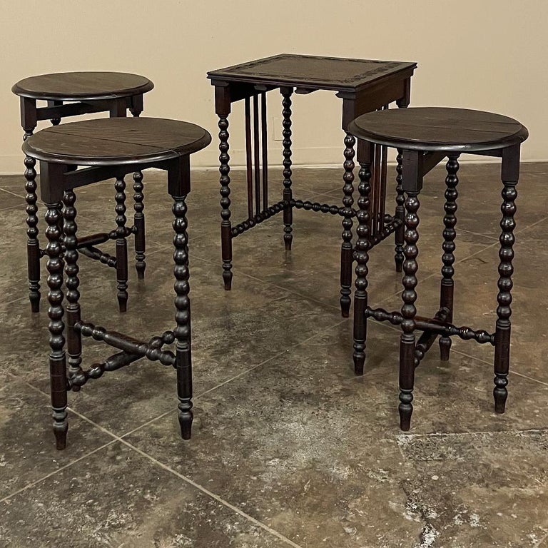 Antique Spool Leg Nesting Table Set For Sale at 1stDibs