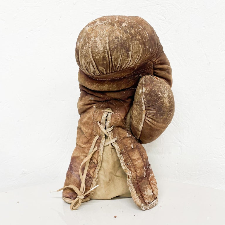 Antique Sport Distressed Brown Leather Boxing Glove Goldsmith ...