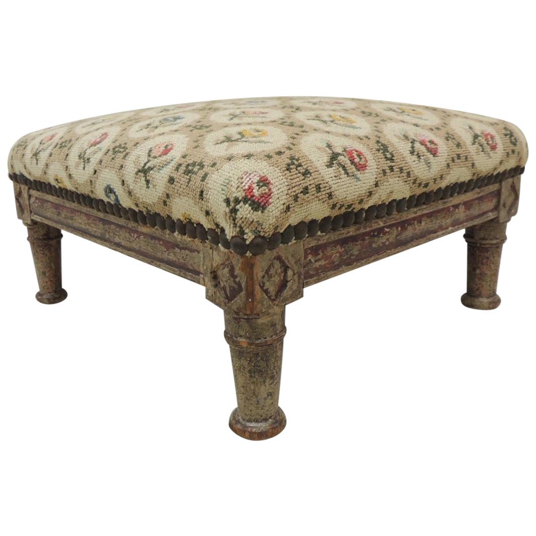 English Tapestry Footstools - 5 For Sale on 1stDibs