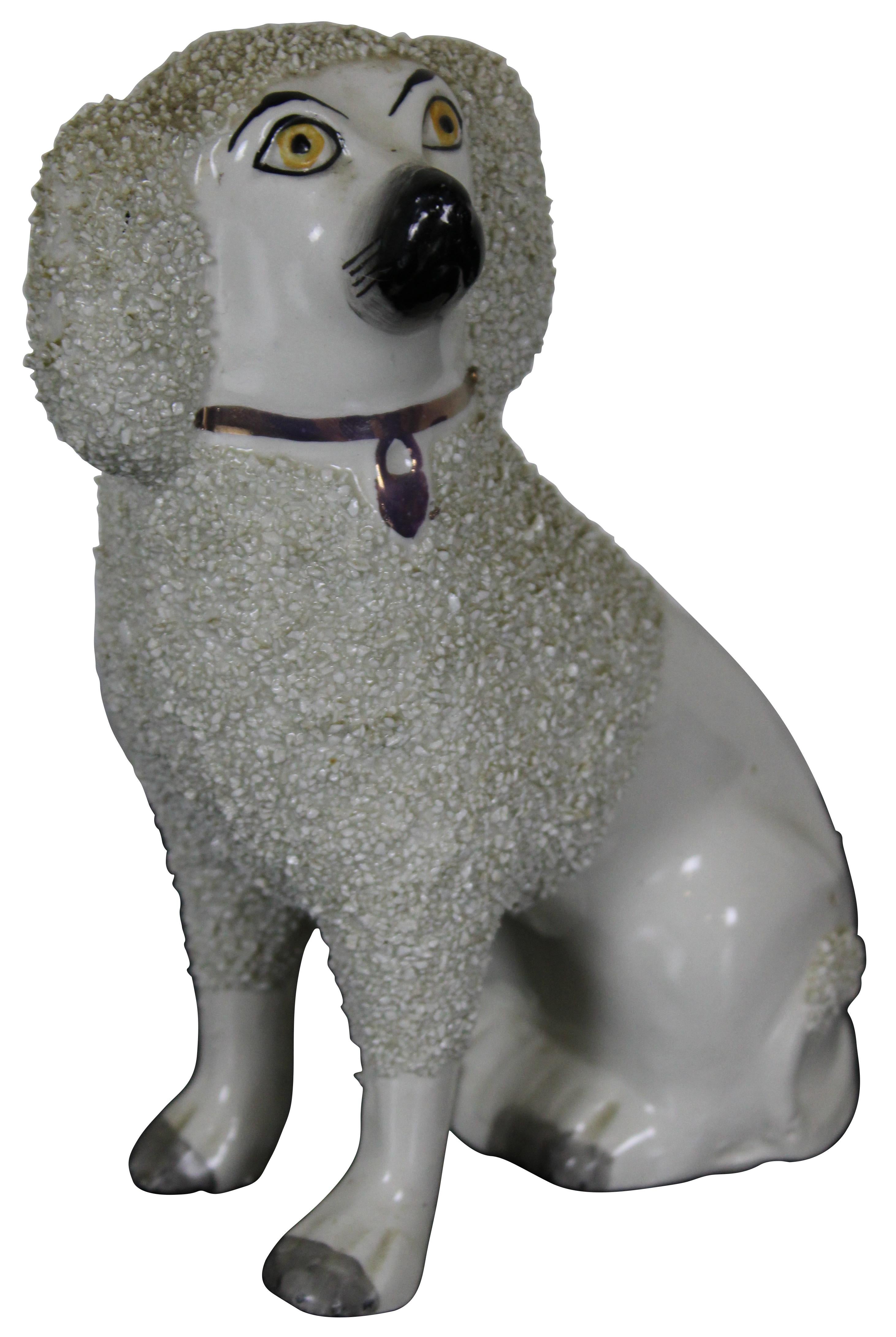 Antique Staffordshire Porcelain Confetti Poodle Wally Dog Figurine For ...