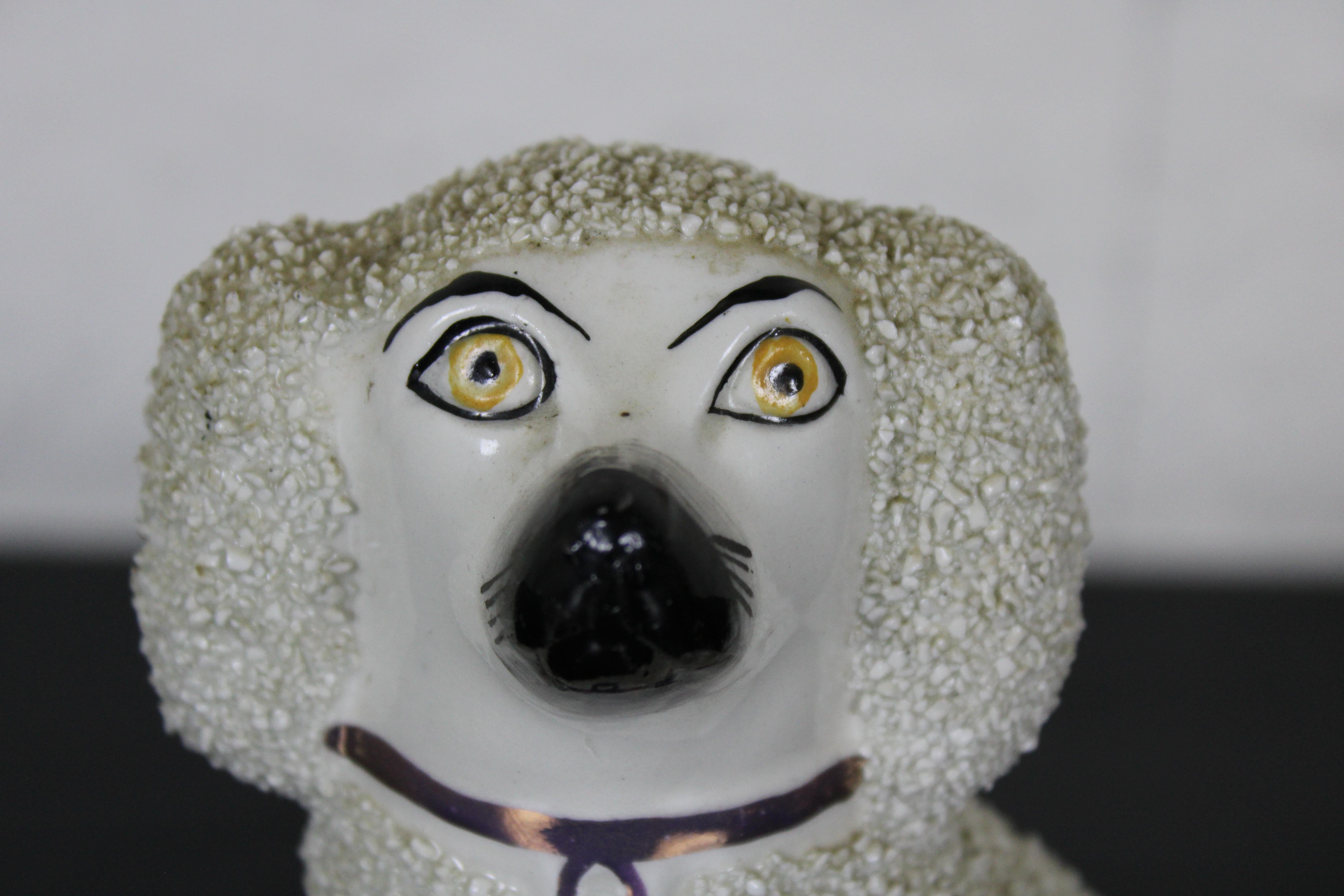 Antique Staffordshire Porcelain Confetti Poodle Wally Dog Figurine For ...