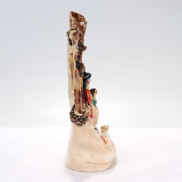 Antique Staffordshire Pottery Flat Back Figurine of a Gypsy Camp with ...