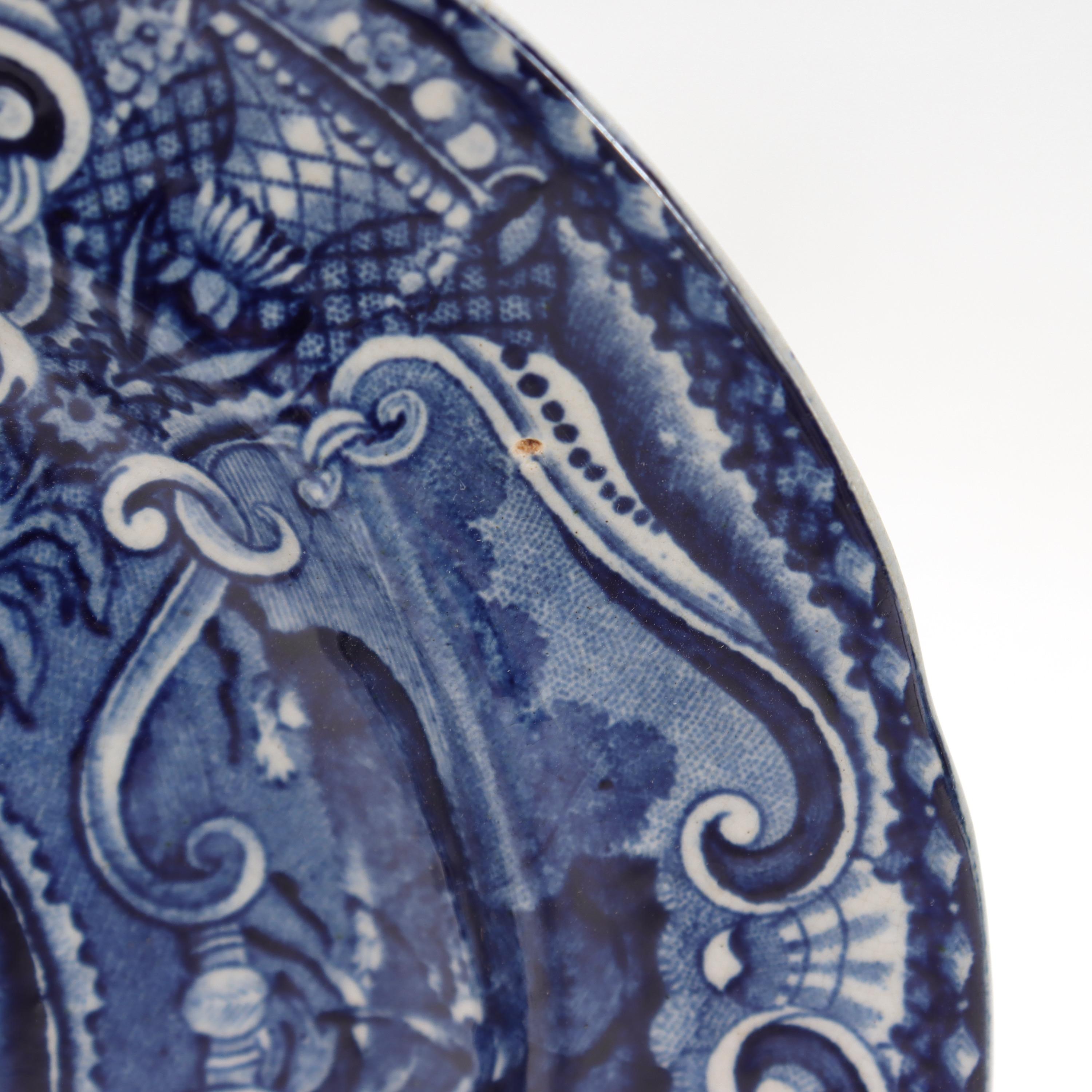 Antique Staffordshire Pottery Historical Blue Transfer Quadrupeds Plate ...