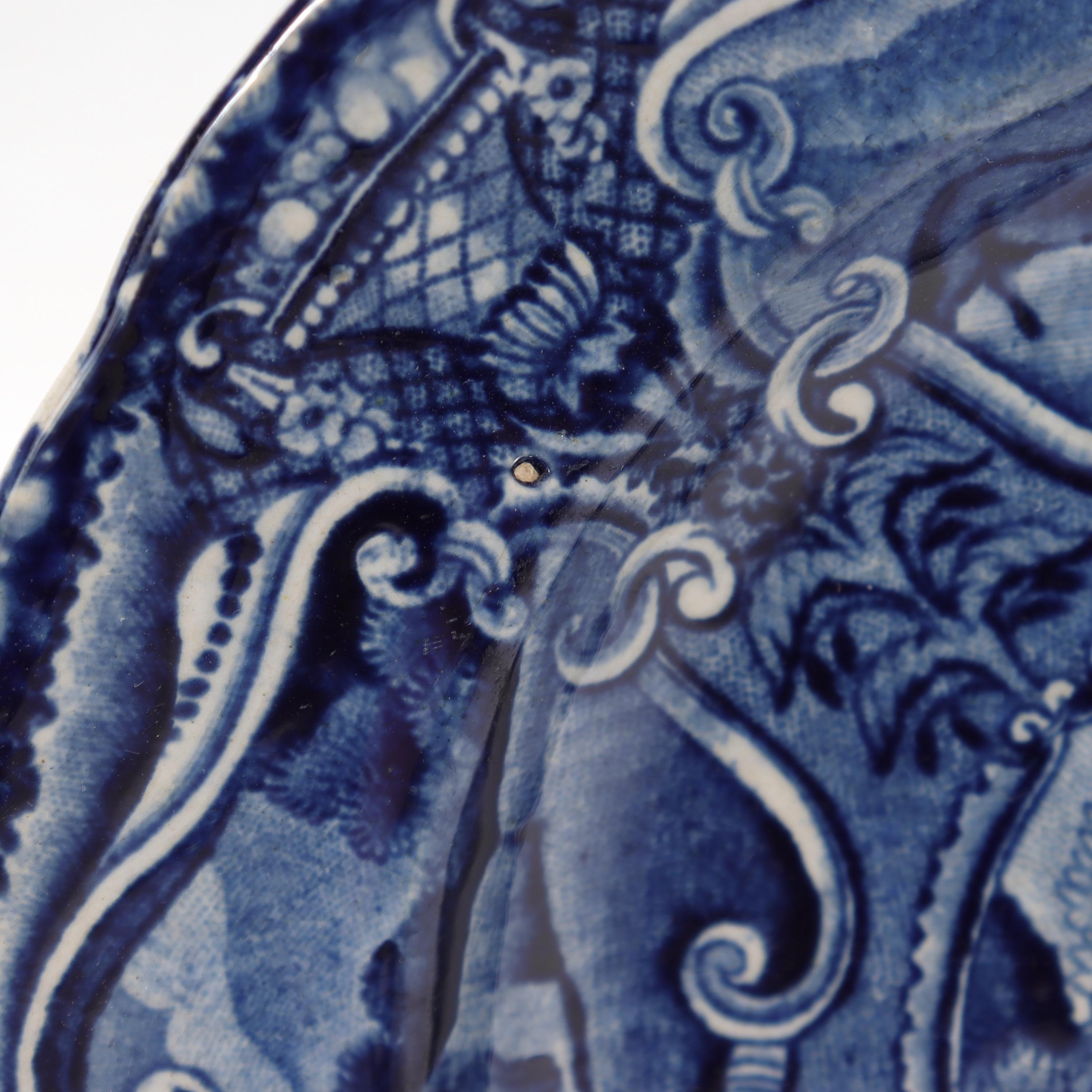 Antique Staffordshire Pottery Historical Blue Transfer Quadrupeds Plate ...