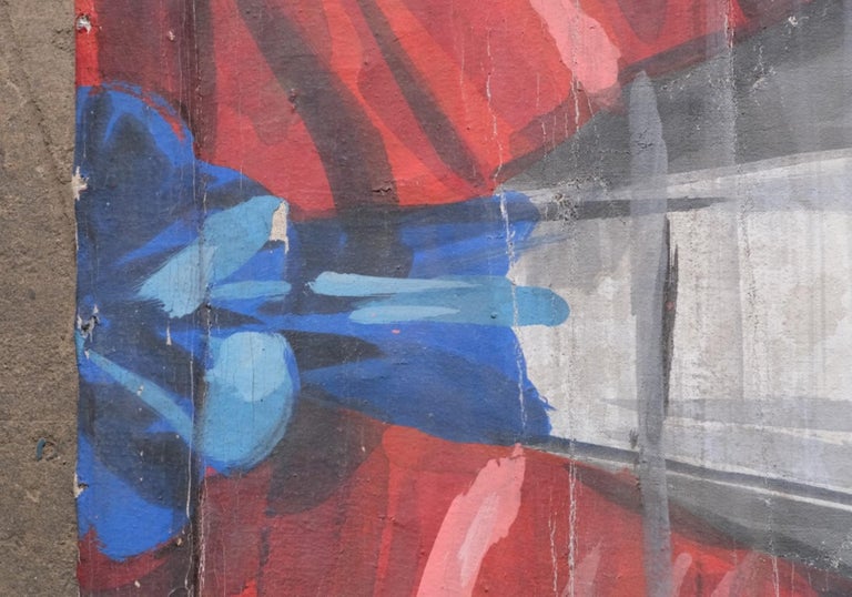 Antique Stage Prop Oil Painting Red White and Blue Swags For Sale at ...