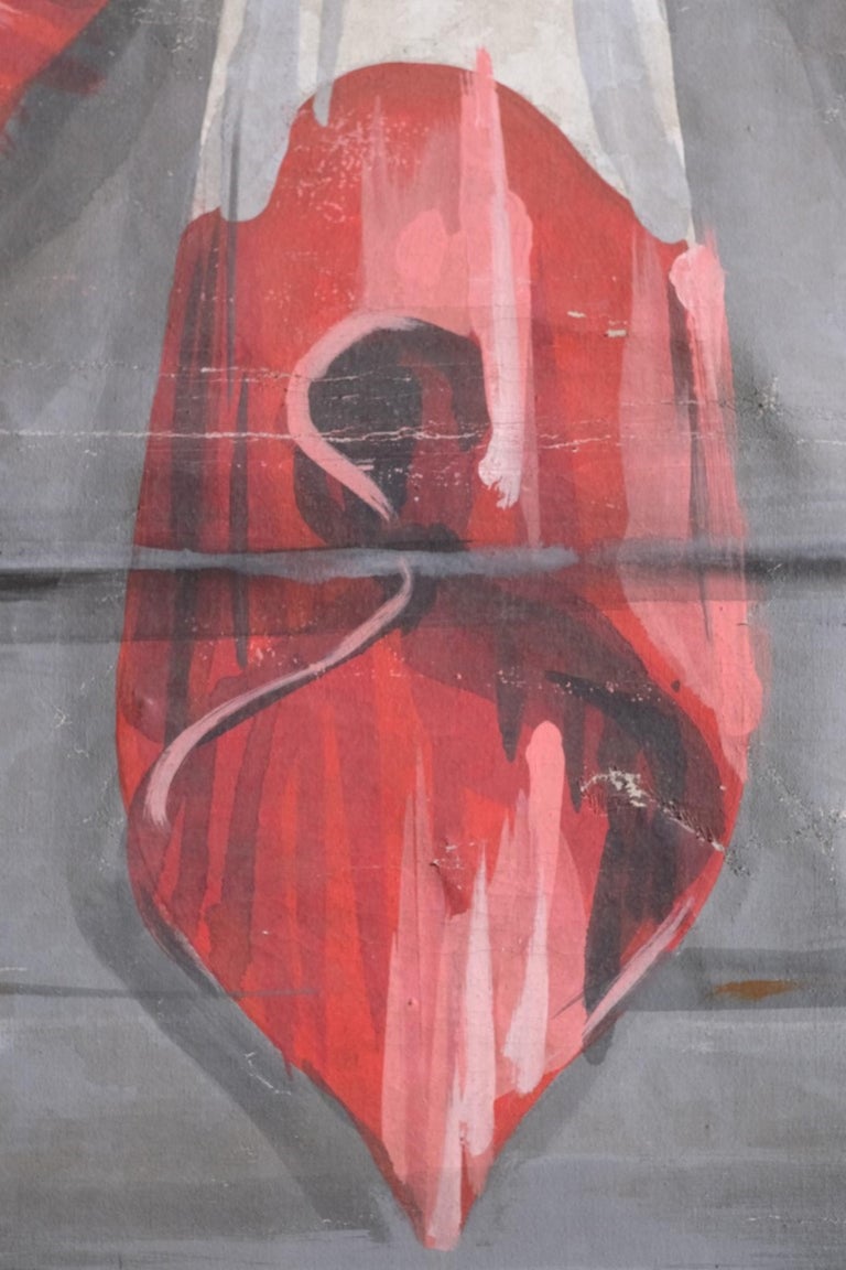 Antique Stage Prop Oil Painting Red White and Blue Swags For Sale at ...