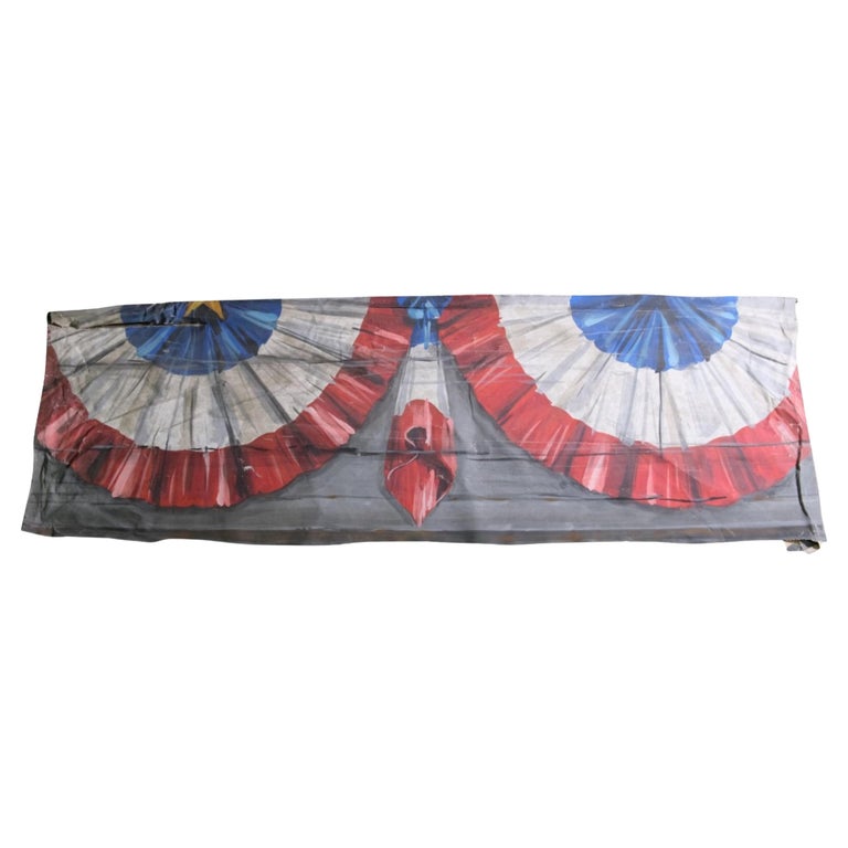 Antique Stage Prop Oil Painting Red White and Blue Swags For Sale at ...